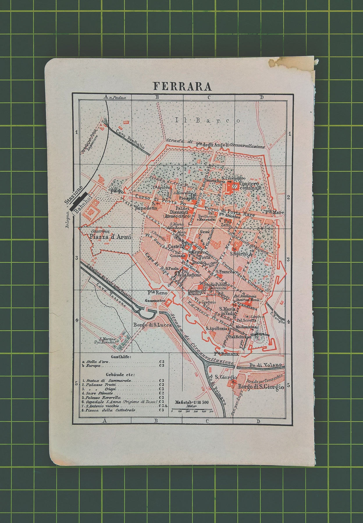 1892 Vintage Map of Ferrara | Etsy