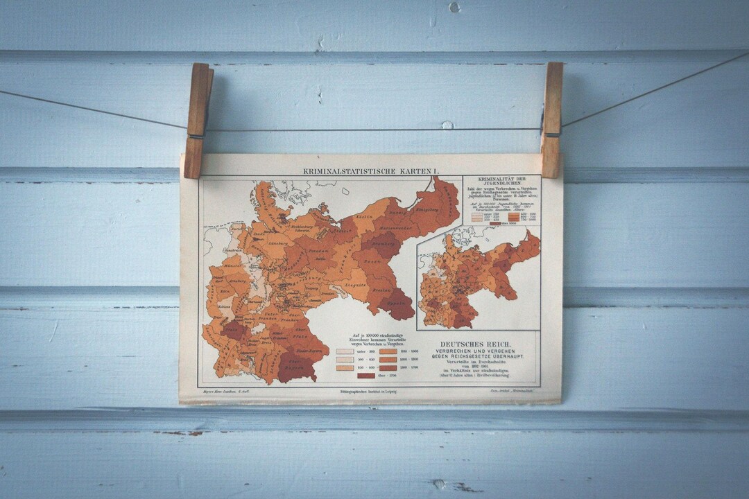 1907 Vintage Germany Crime Map - Etsy