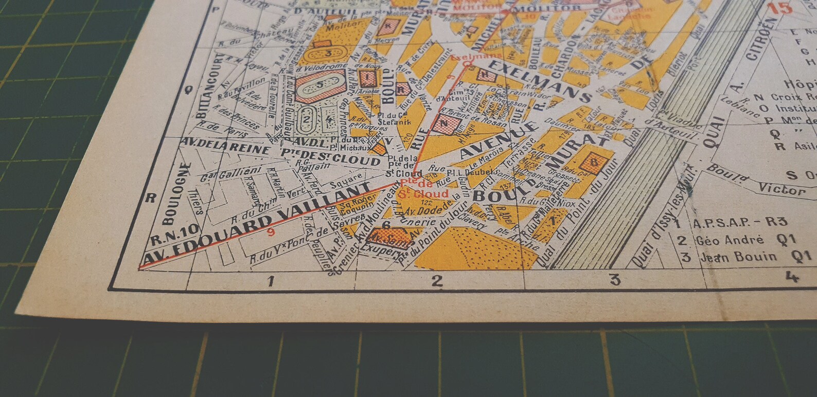 1950s Vintage Auteuil Map | Etsy
