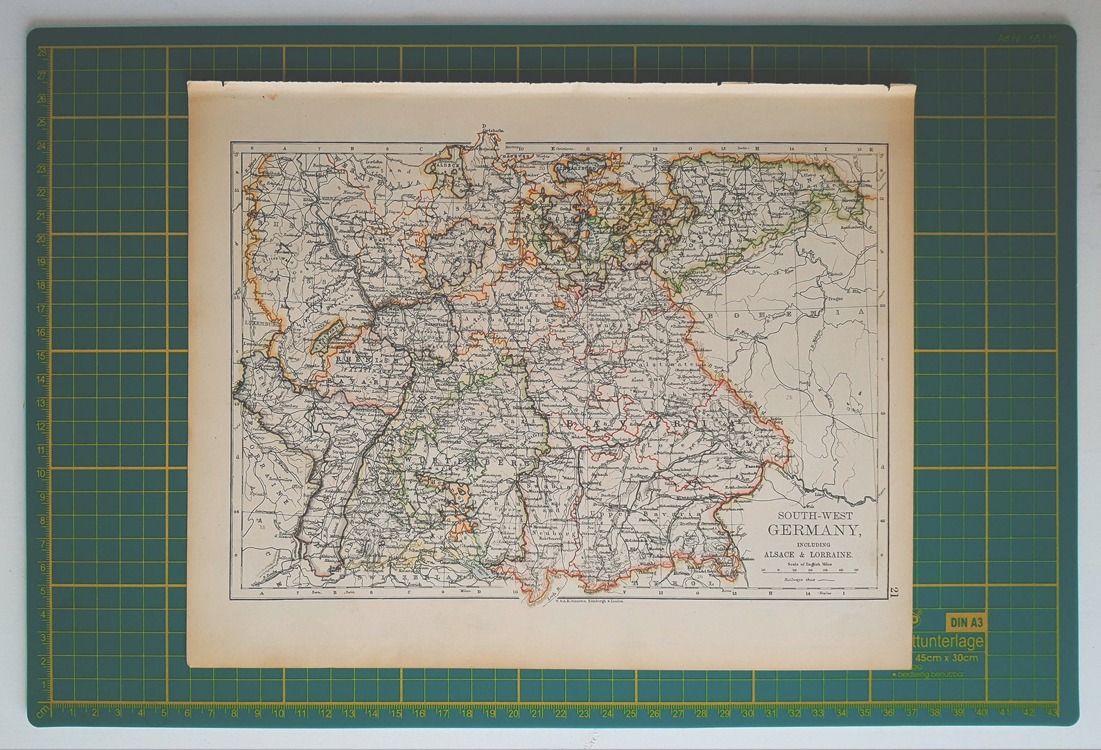 1897 Vintage South Germany Map - Etsy