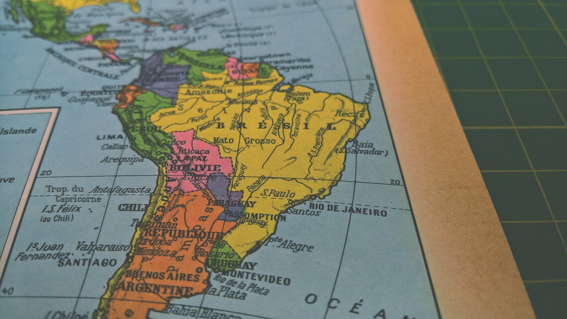 1956 Vintage Map of the Americas - Etsy