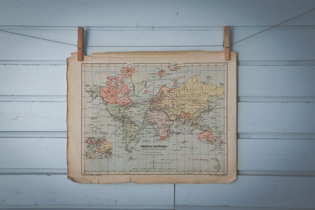 1883 Vintage World Map - Etsy