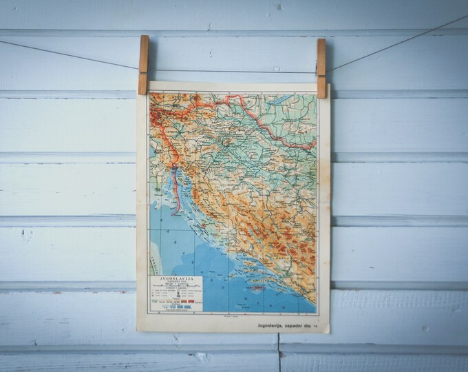 1938 Vintage Map of Croatia - Etsy