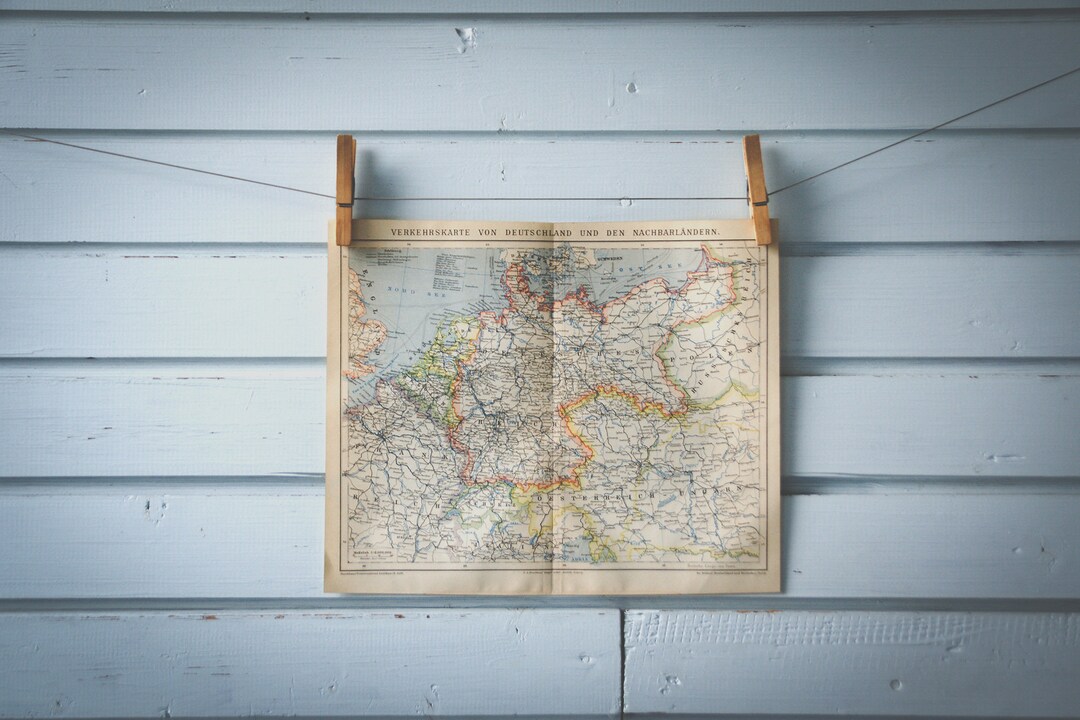 1887 Vintage Map of Germany - Etsy