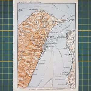 1909 Vintage Strait of Messina Map - Etsy