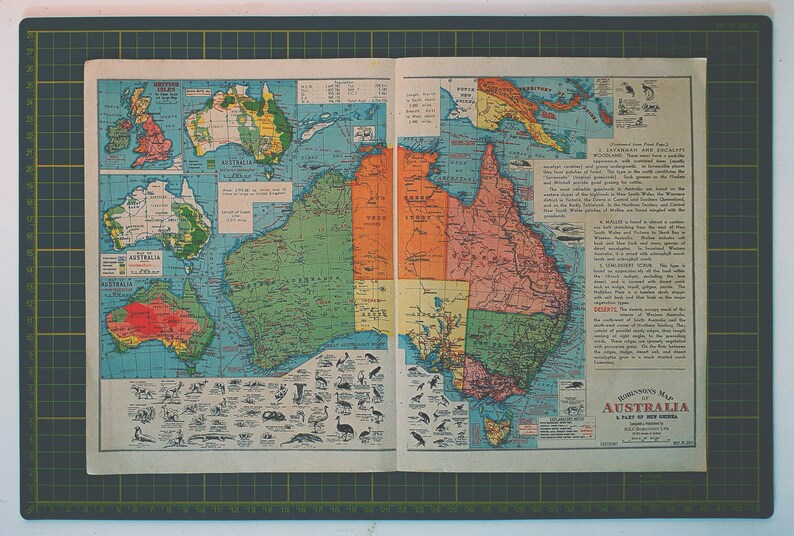1930s Vintage Map of Australia - Etsy