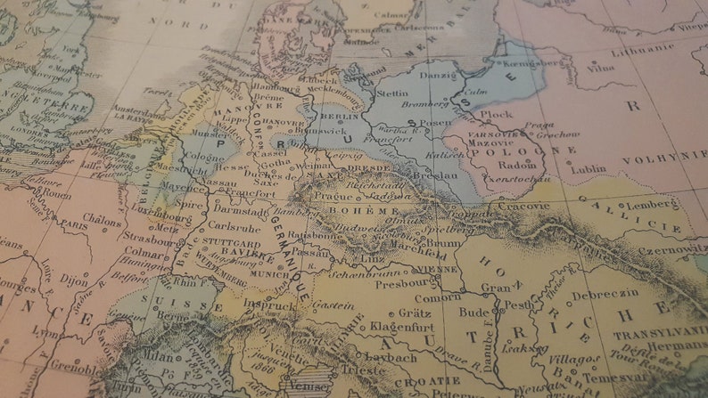 1886 Vintage Map of Europe - Etsy