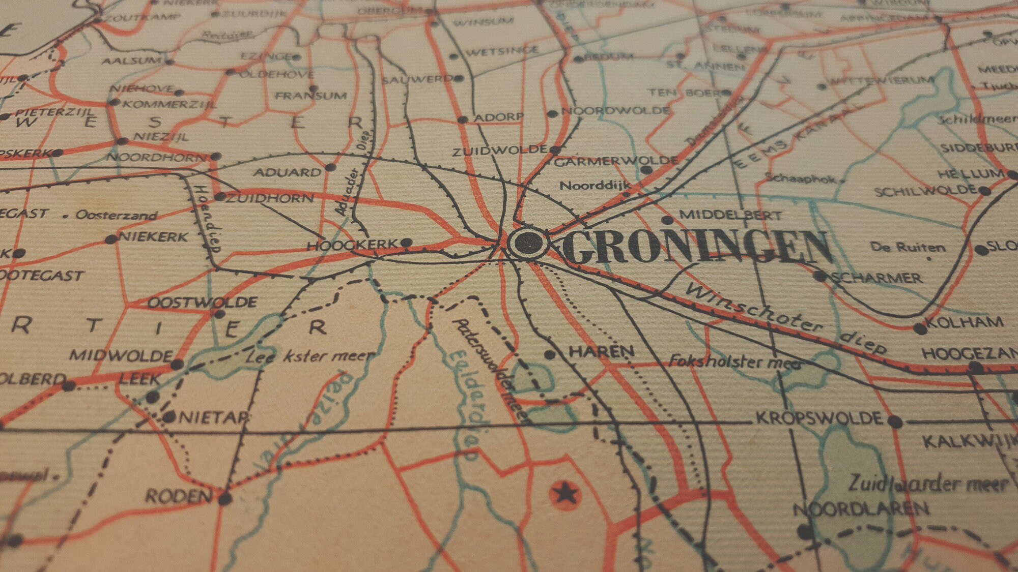 1941 Vintage Map of Dutch Groningen Province