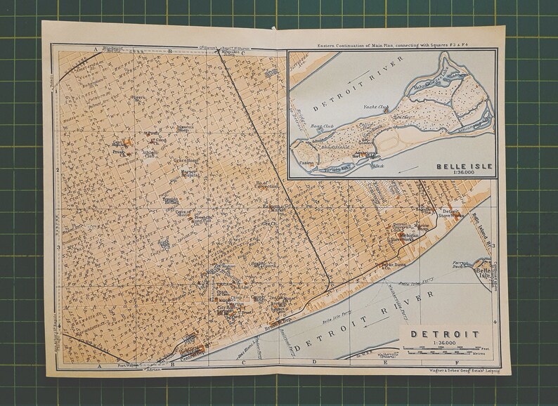 1904 Vintage Map of Detroit - Etsy