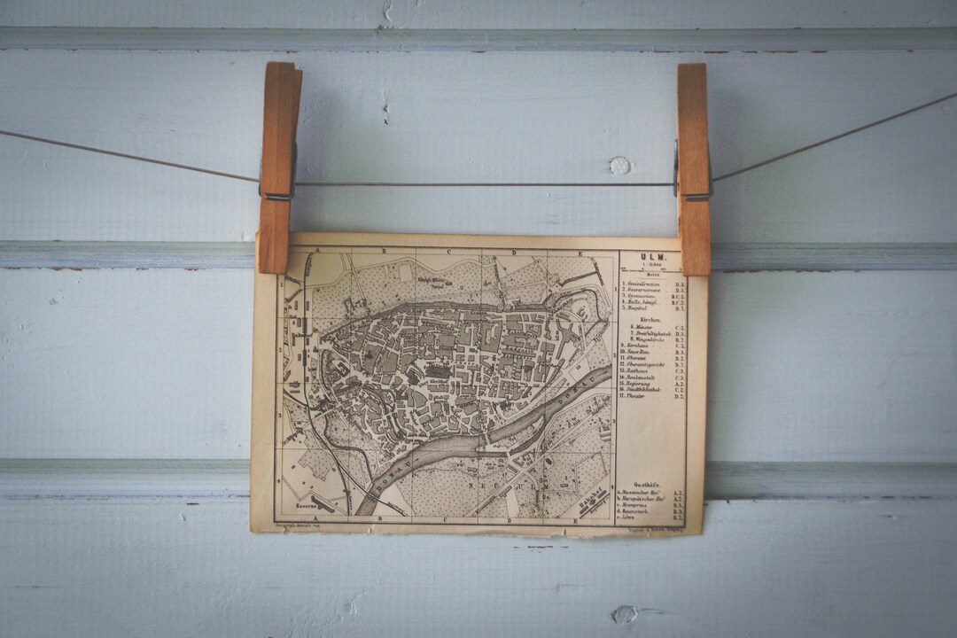 1876 Vintage Map of Ulm - Etsy
