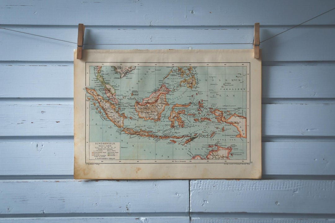 1904 Vintage Map of Indonesia - Etsy