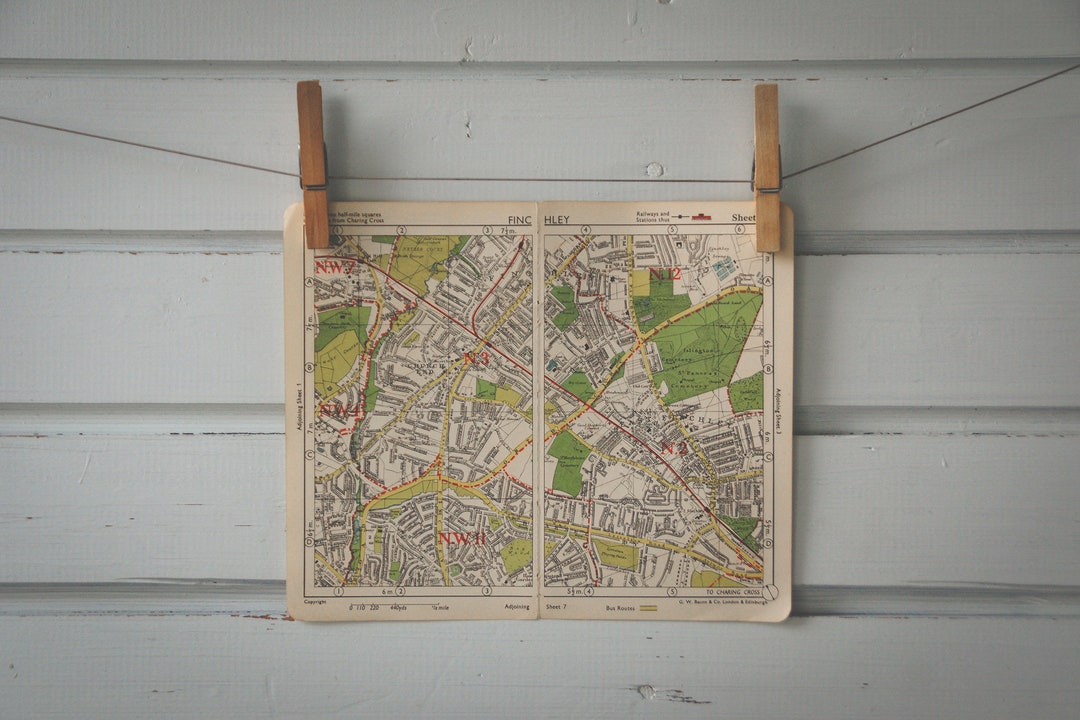 1950s Vintage Finchley Map - Etsy