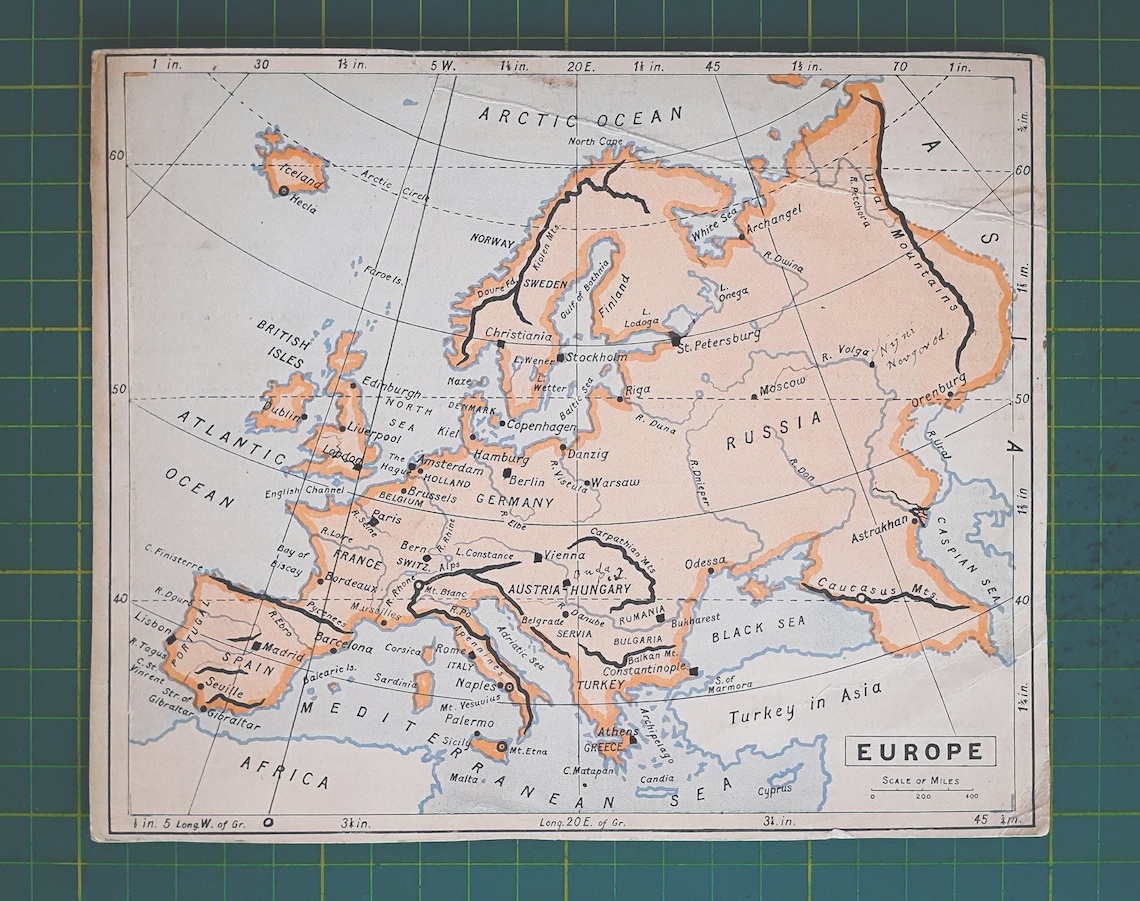 1895 Vintage Map of Europe - Etsy