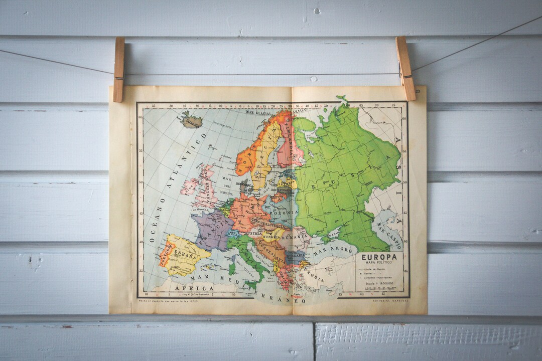1950 Vintage Map of Europe - Etsy