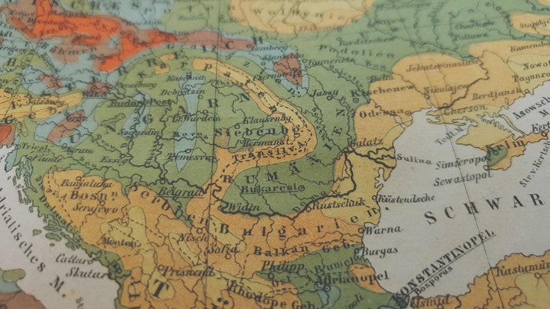 1887 Vintage Population Density Map of Europe | Etsy