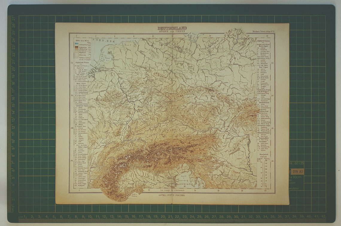 1884 Vintage Central Europe Map | Etsy