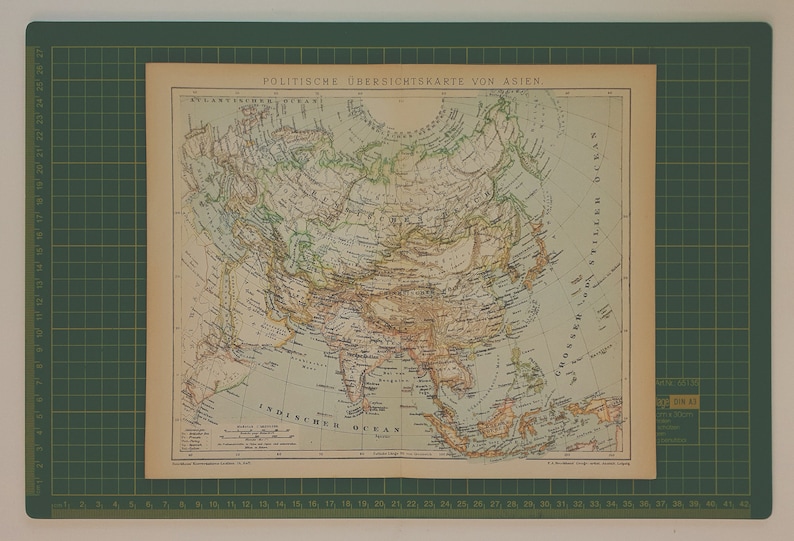 1893 Vintage Map of Asia - Etsy