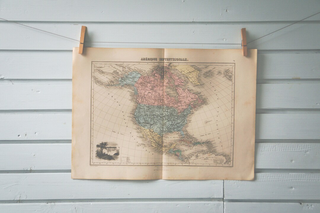 1887 Vintage North America Map - Etsy
