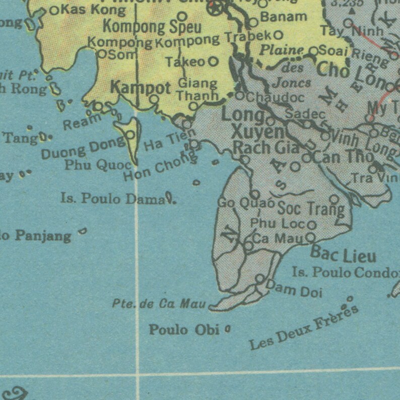 1955 Vintage Southeast Asia Map | Etsy