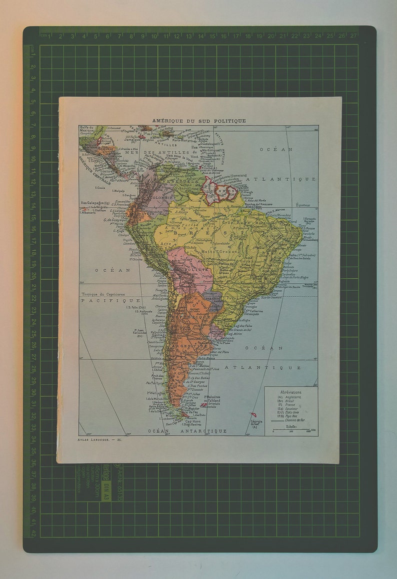 1924 Vintage South America Map | Etsy