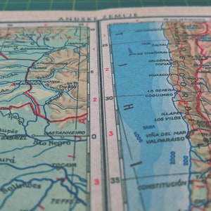 1956 Vintage Map of the Andes - Etsy