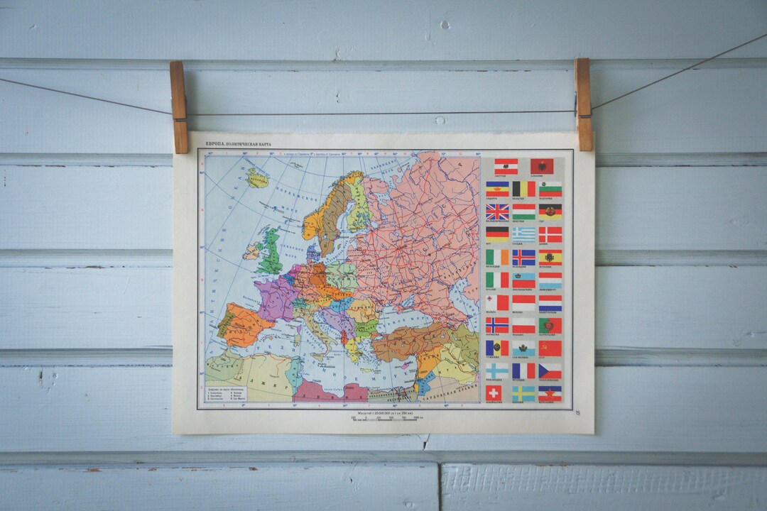 1967 Vintage Map of Europe - Etsy