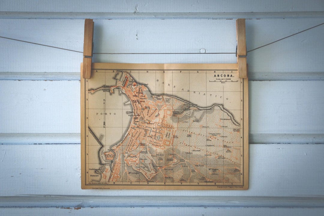 1903 Vintage Map of Ancona - Etsy