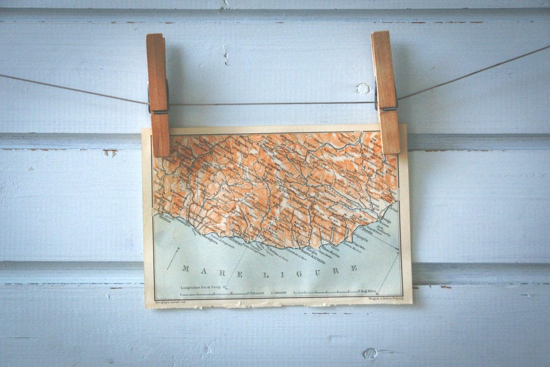 1906 Vintage West Italian Riviera Map - Etsy