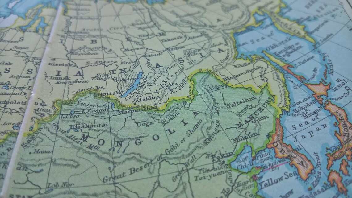 1910s Vintage Map of Asia | Etsy