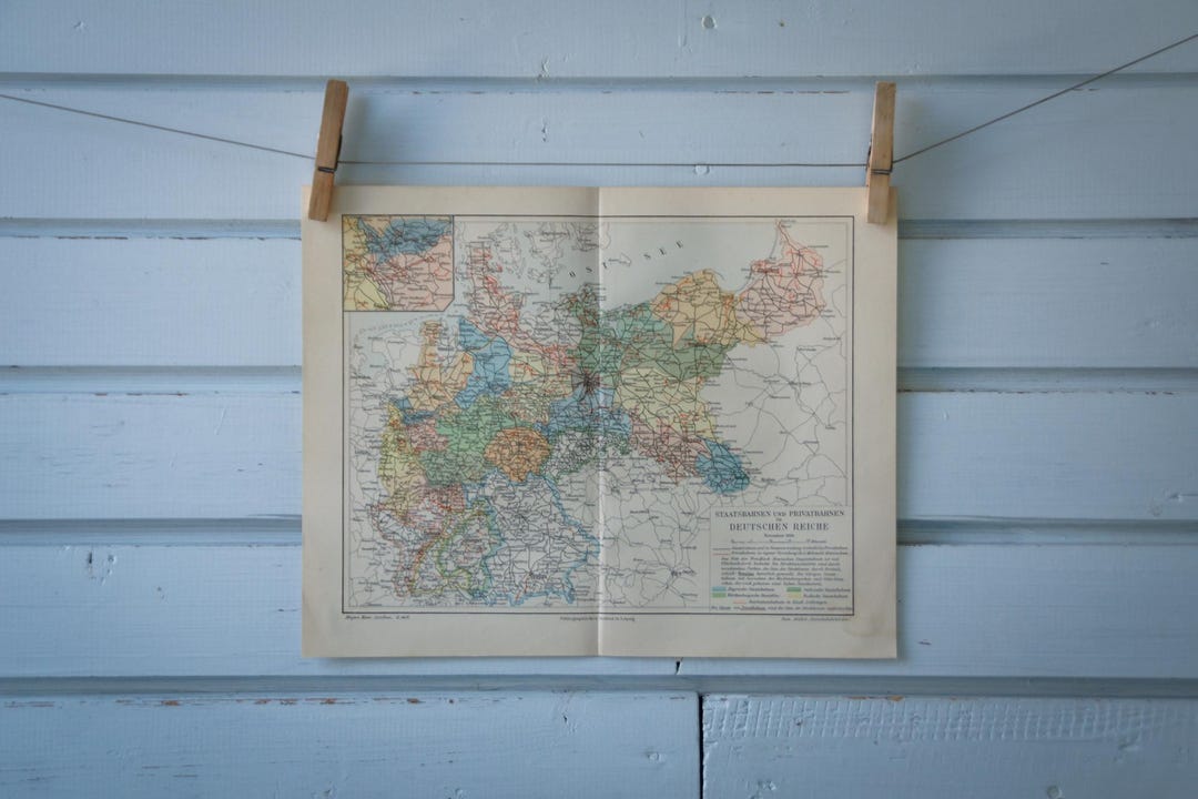 1907 Vintage Railways Map of Germany - Etsy