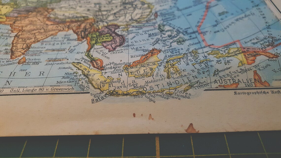 1936 Vintage Map of Asia - Etsy