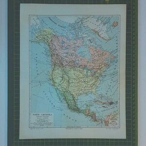 1907 Vintage North America Map - Etsy