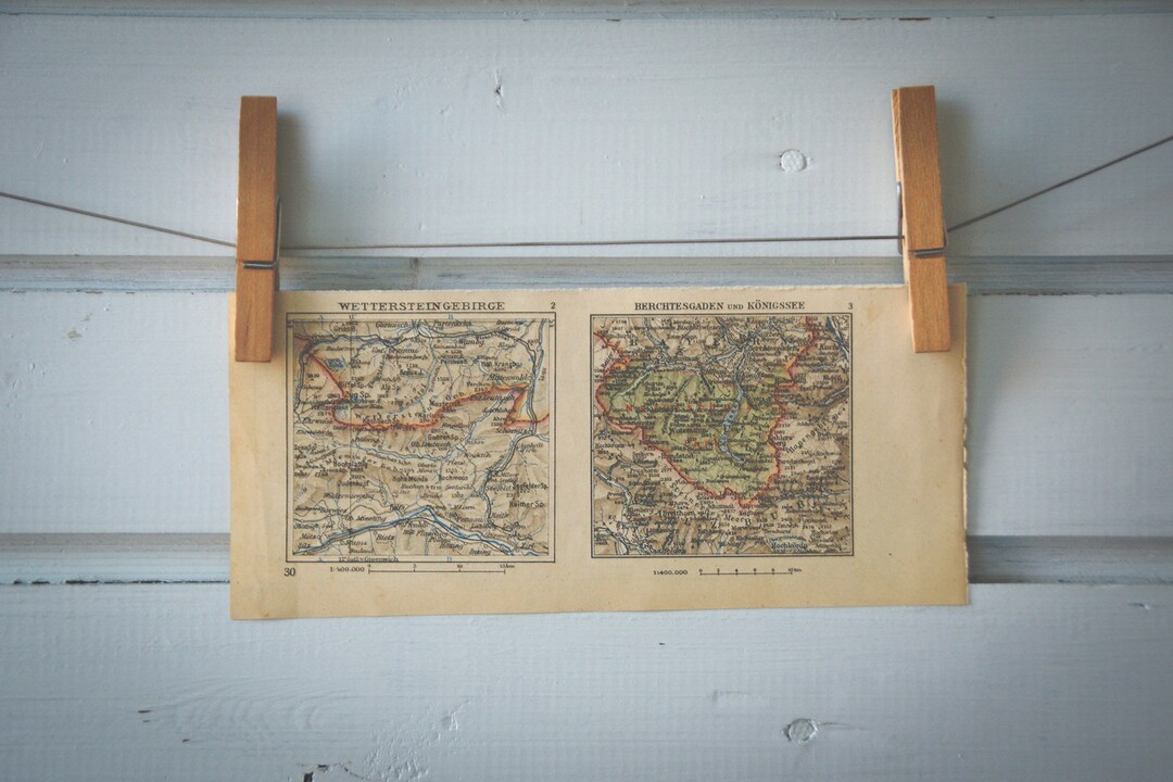 1929 Vintage Wetterstein & Berchtesgaden Mountains Map - Etsy
