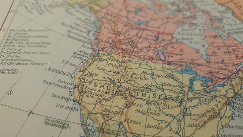 1939 Vintage Map of the Americas | Etsy