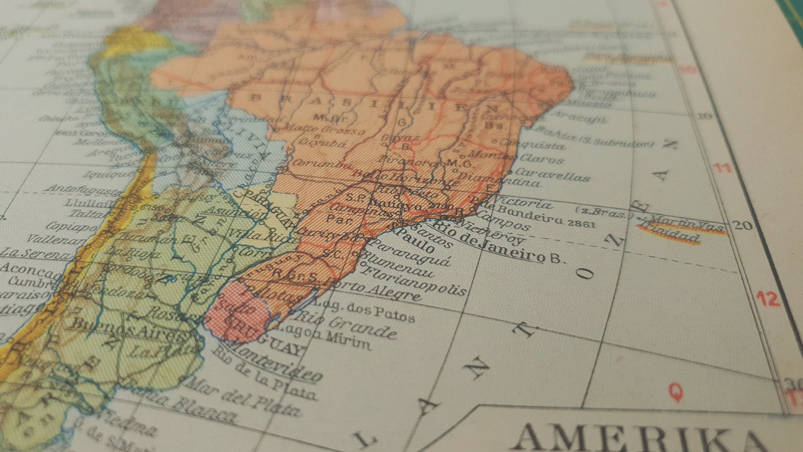 1939 Vintage Map of the Americas - Etsy