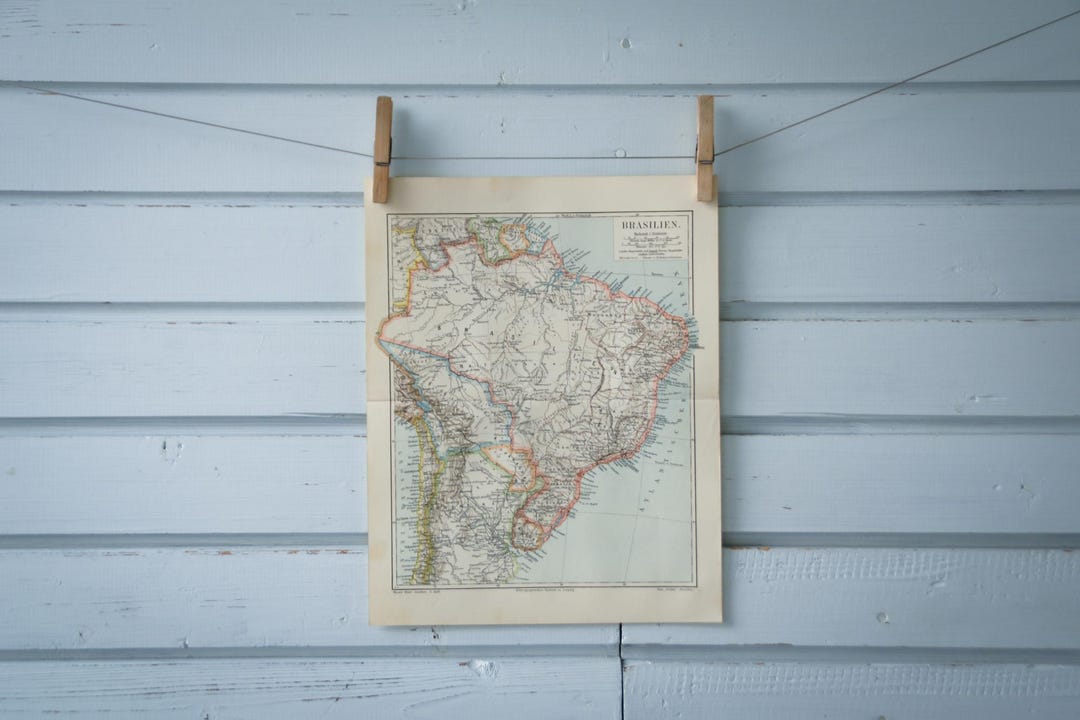 1907 Vintage Map of Brazil - Etsy