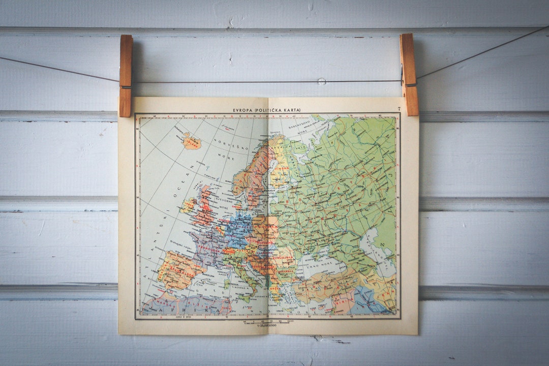 1956 Vintage Map of Europe - Etsy