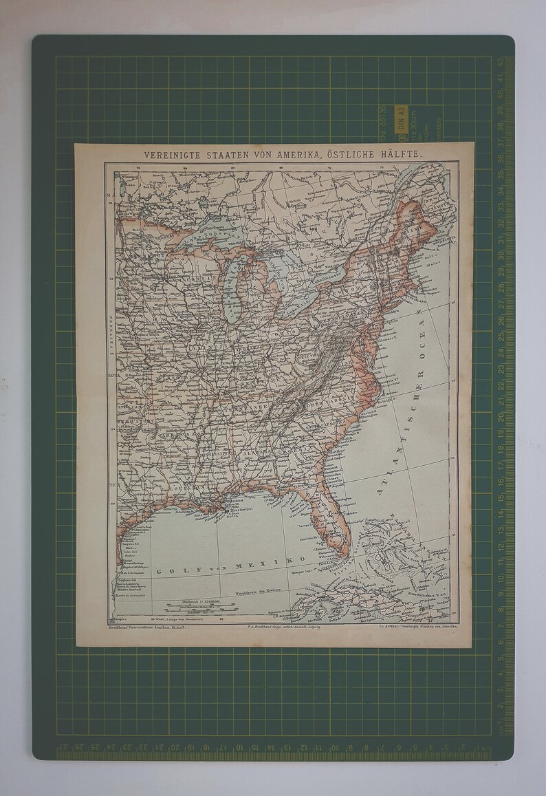 1887 Vintage East USA Map - Etsy