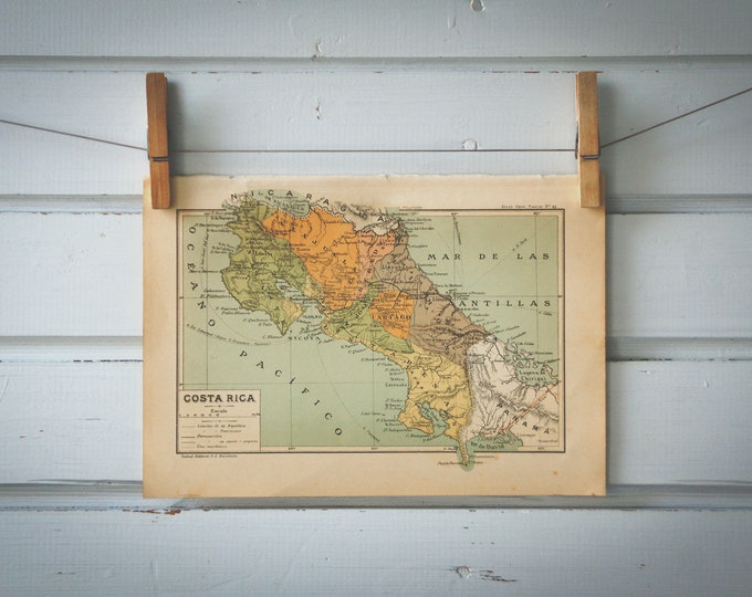 1937 Vintage Costa Rica Map - Etsy