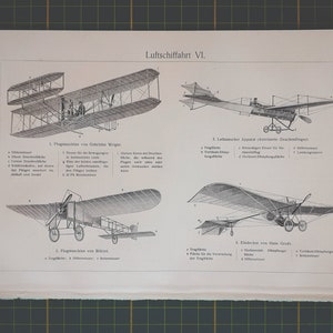 1907 Vintage Airplanes Lithograph Illustration - Etsy