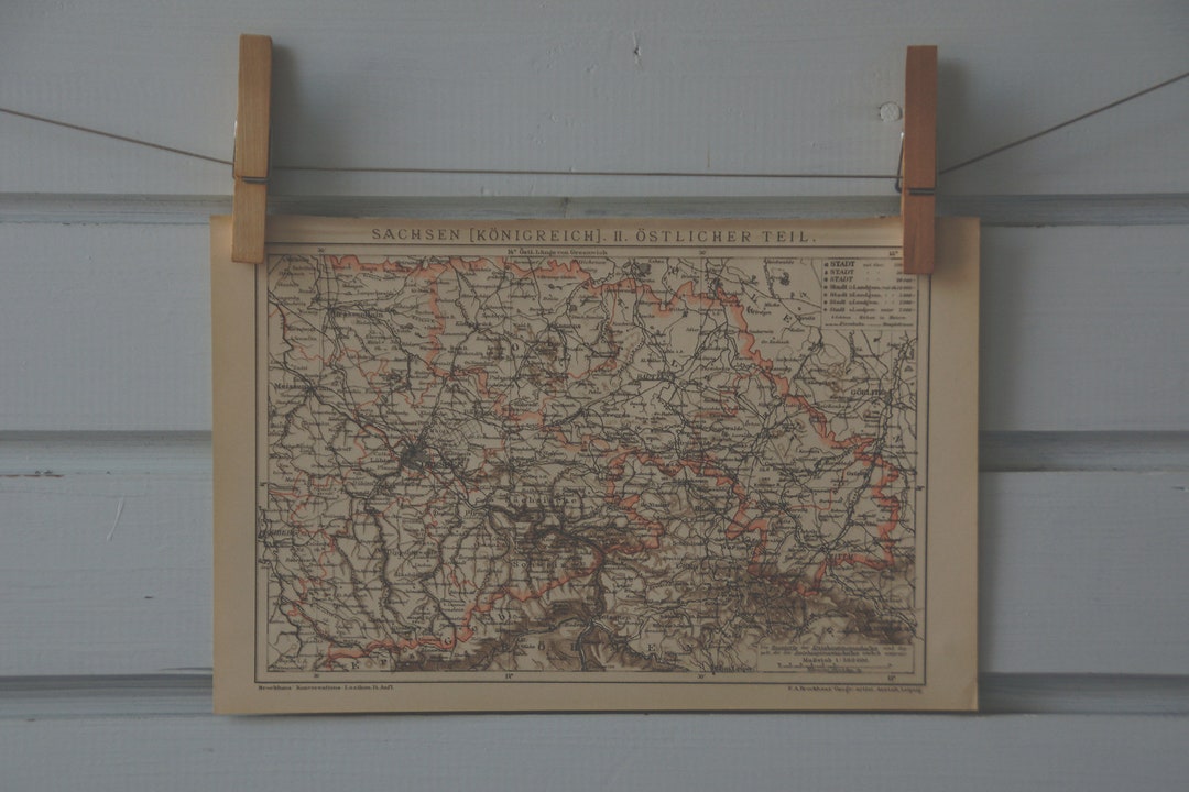 1894 Vintage East Saxony Map - Etsy