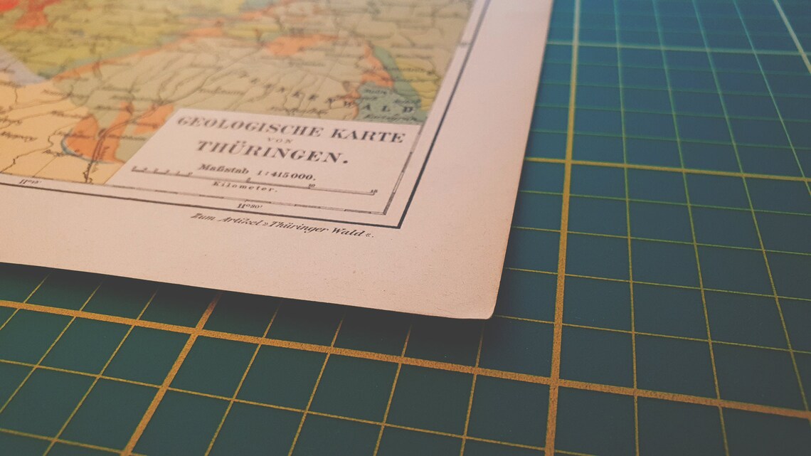 1890 Vintage Geological Map of Thuringia - Etsy
