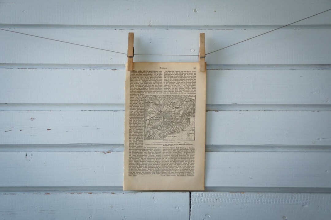 1887 Vintage Map of Besancon - Etsy