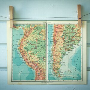 1959 Vintage Map of the Andes - Etsy