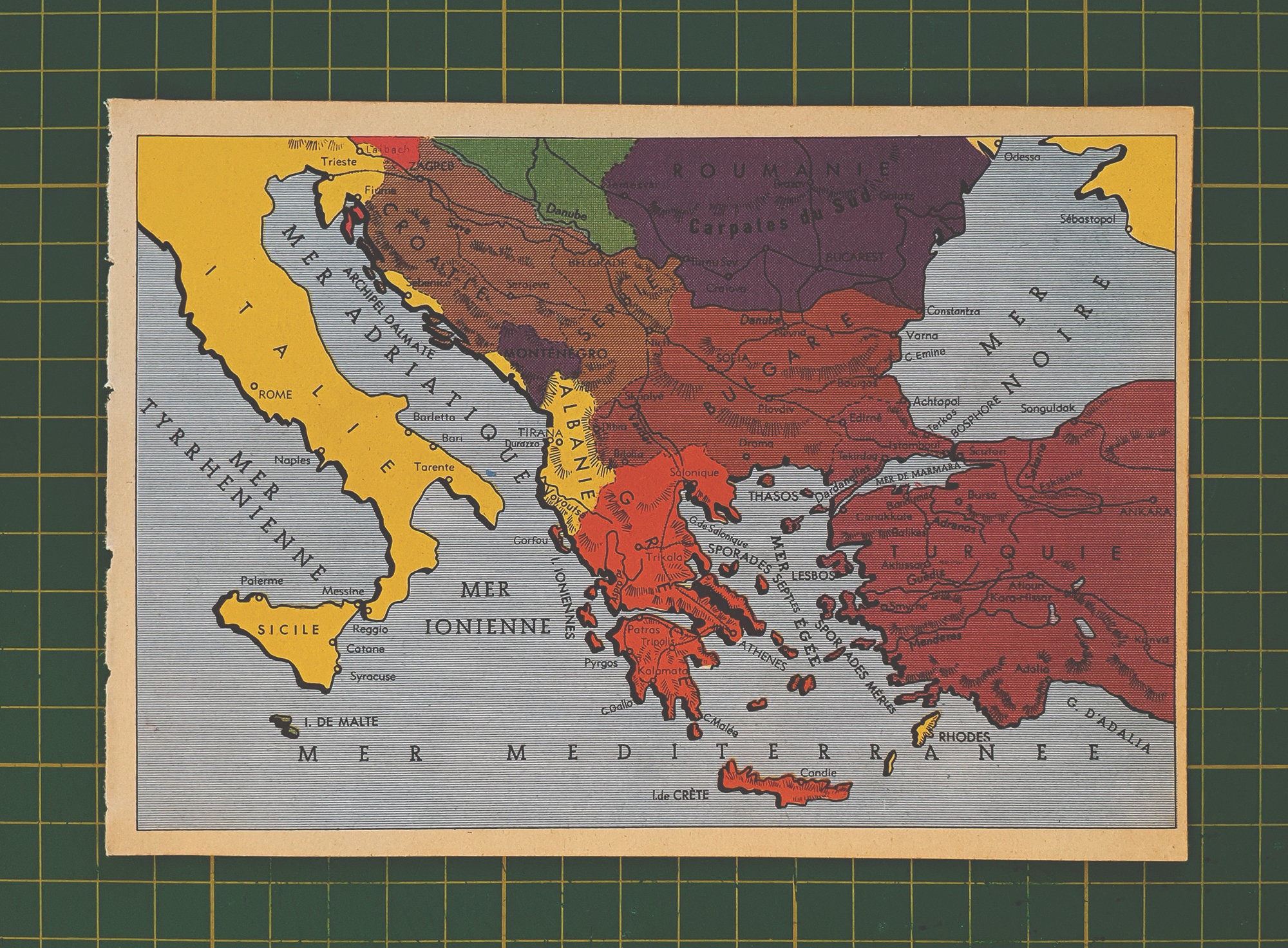 1942 Vintage Map of the Balkans