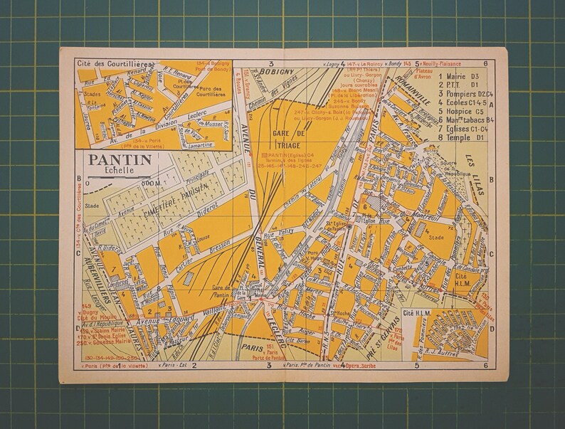1950s Vintage Pantin Map - Etsy