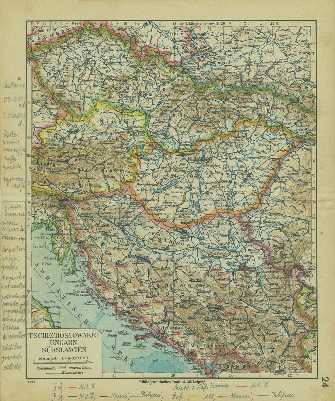 1936 Vintage Central Europe Map - Etsy