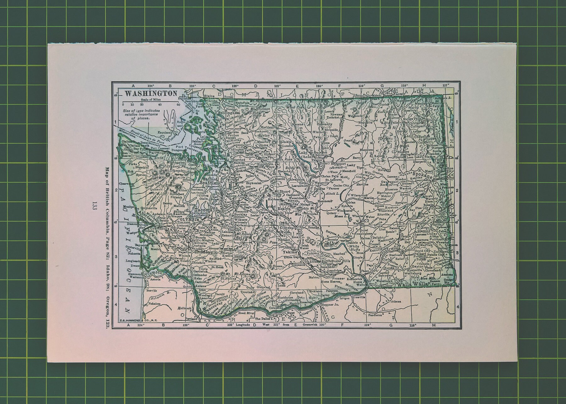 1925 Vintage Washington State Map