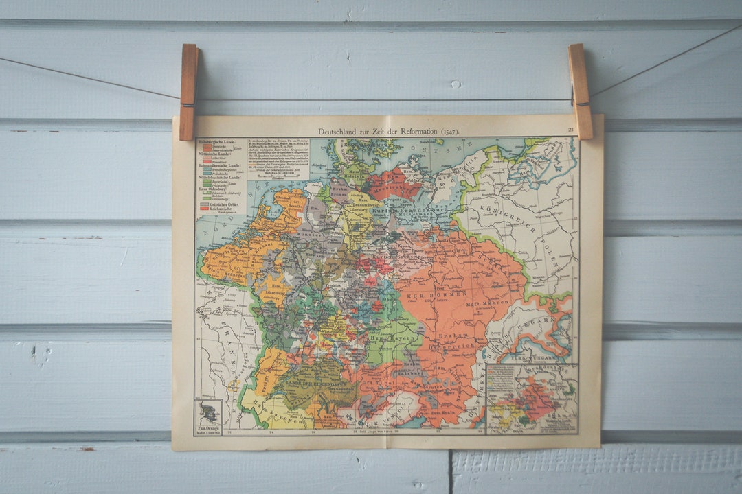 1908 Vintage Map of Germany in Mid 16th Century - Etsy