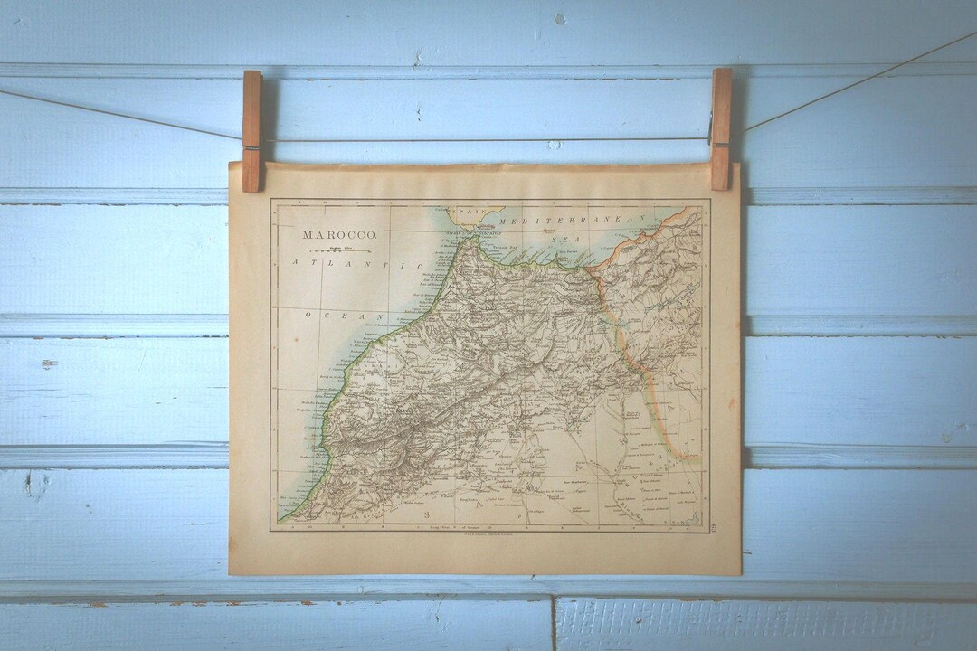 1895 Vintage Map of Morocco - Etsy